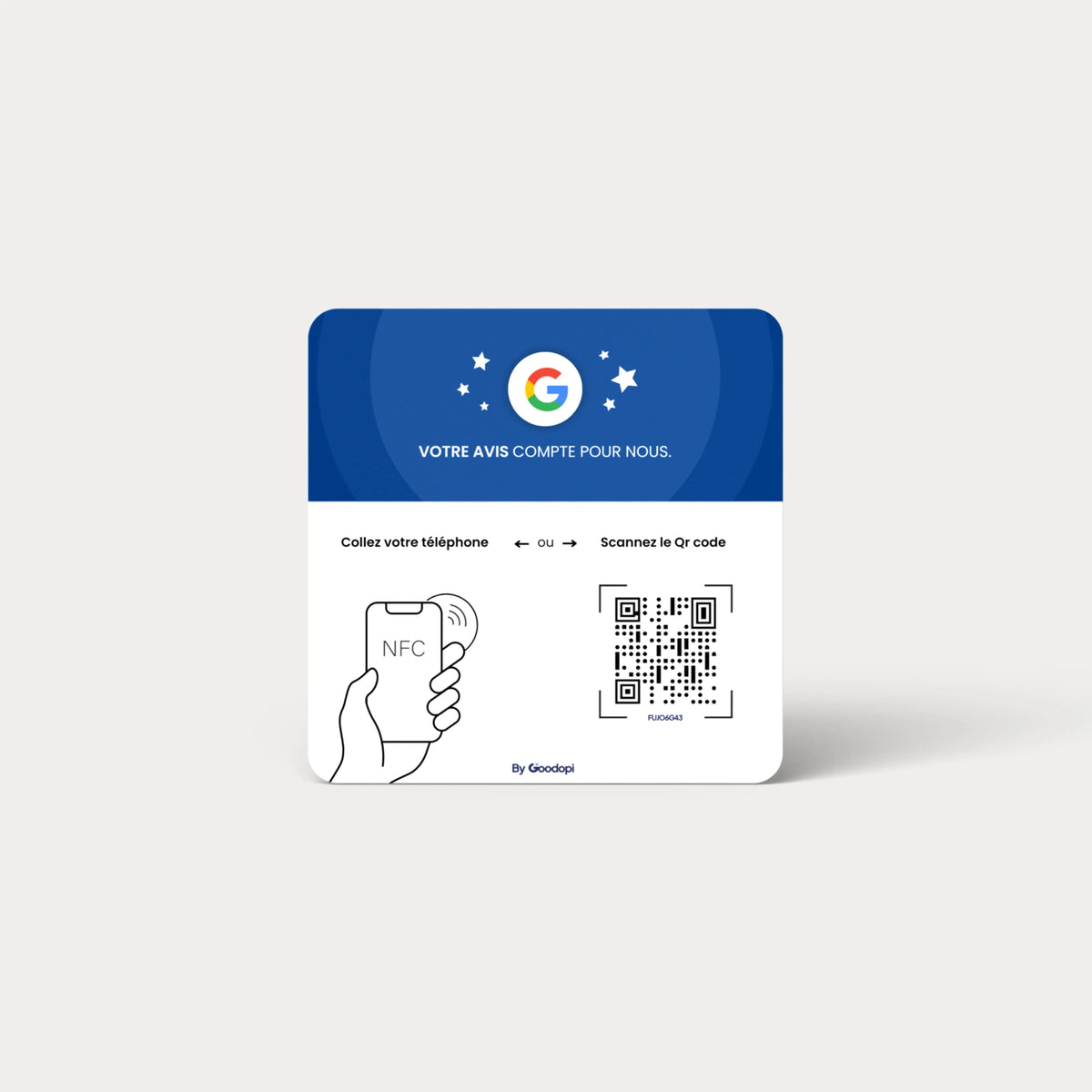 Plaque Avis Google NFC et Qr code | Goodopi